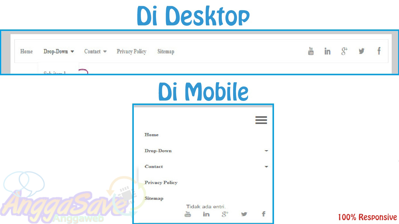 Membuat Menu Navigasi + Sosial Media [CSS,Responsive Dropdown] Di ...