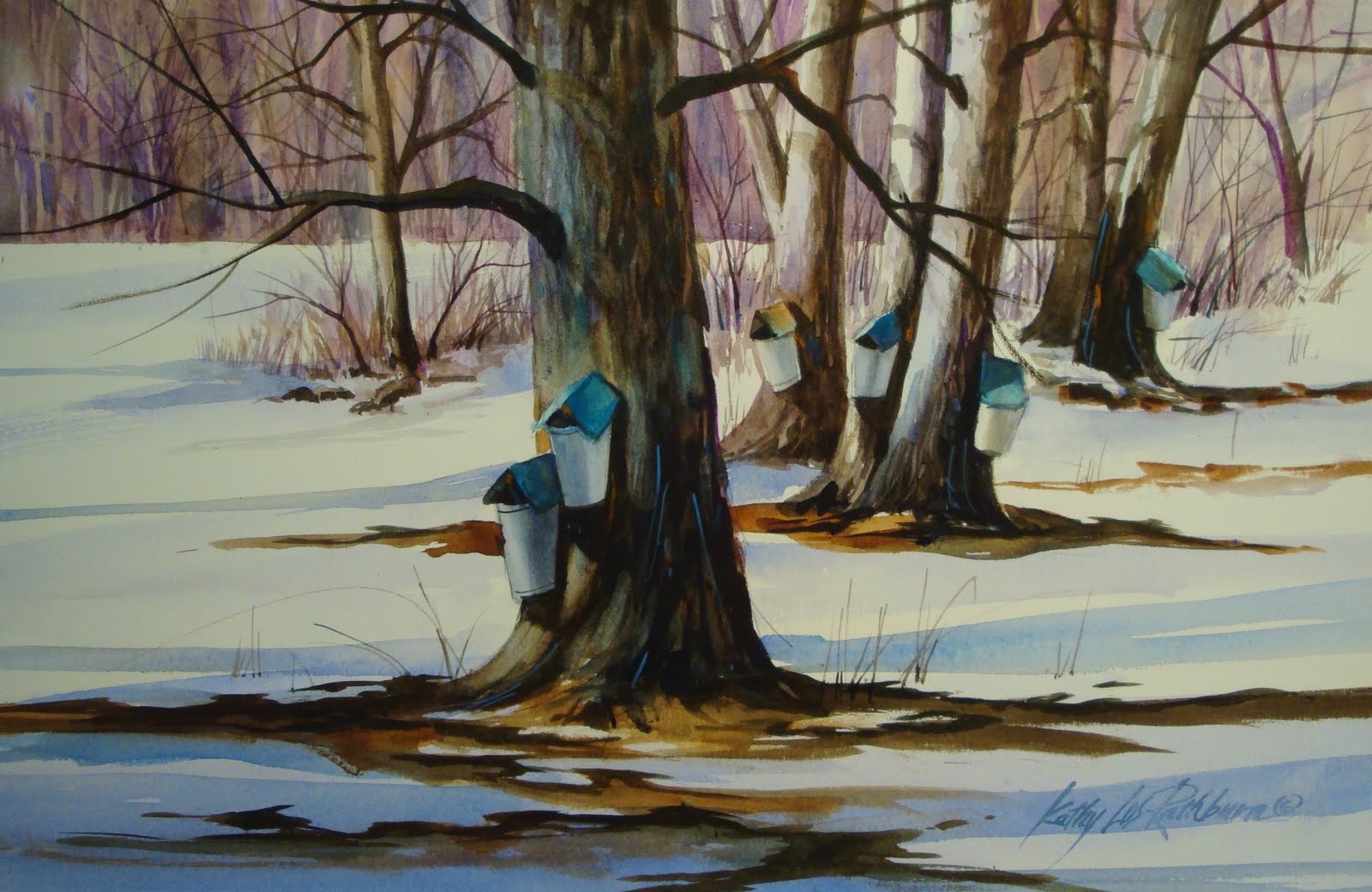 Kathy Los-Rathburn, watercolorist: "Maple Syrup on Tap"