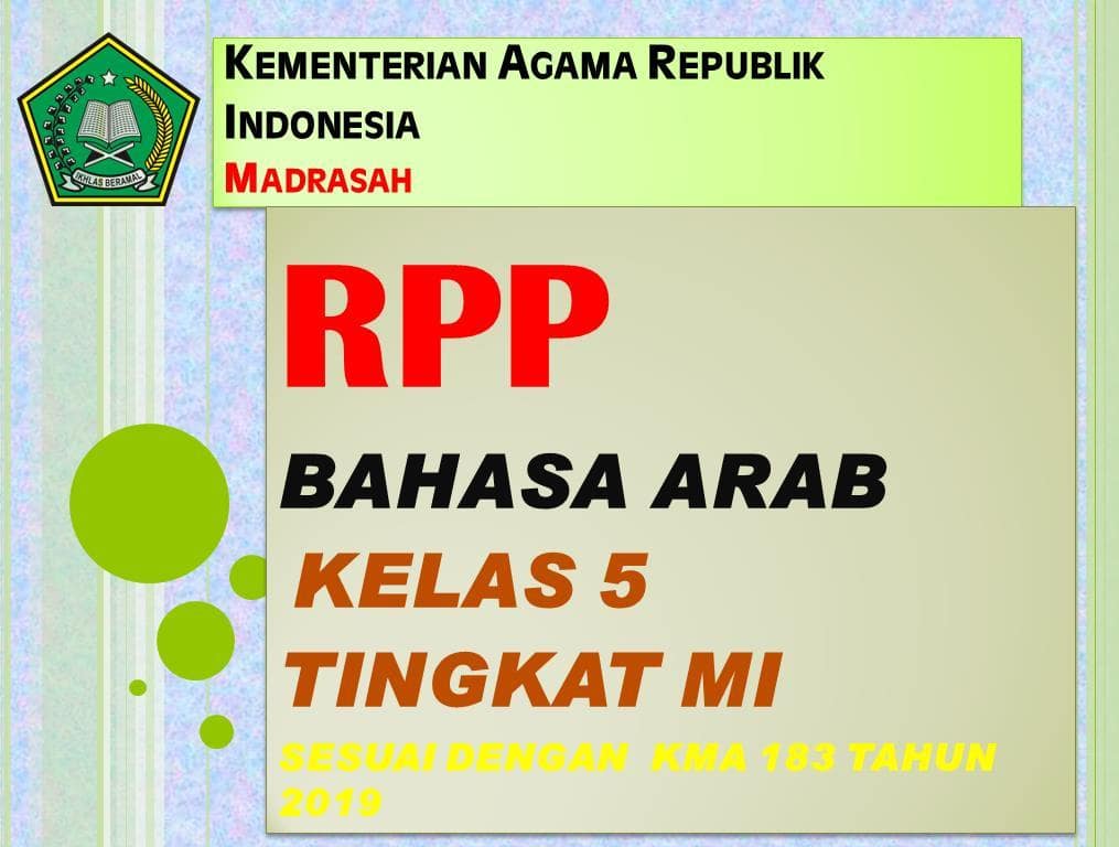 Download RPP Bahasa Arab Kelas 5 Sesuai KMA 183 Tahun 2019 - Safrizal July