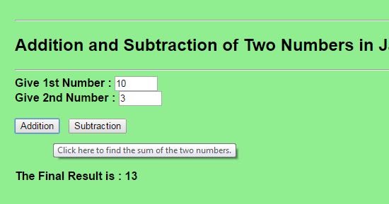 Free Programming Source Codes And Computer Programming Tutorials Addition And Subtraction Of