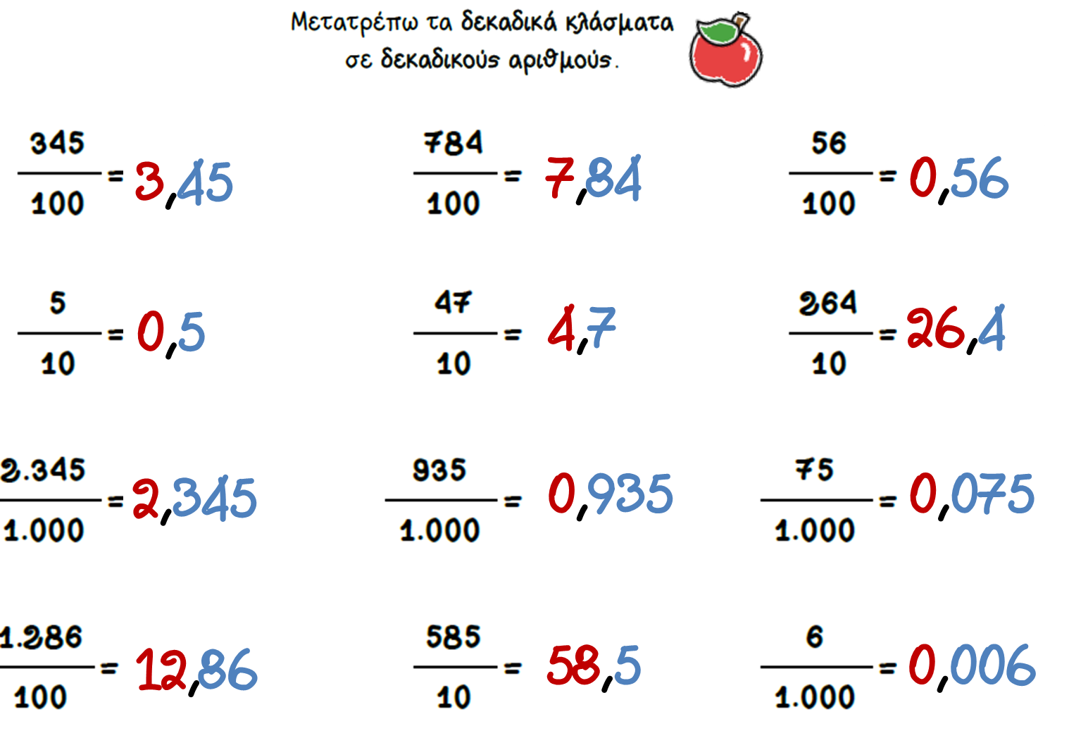 Η Τρίτη Μας: Δεκαδικά κλάσματα και δεκαδικοί αριθμοί 4