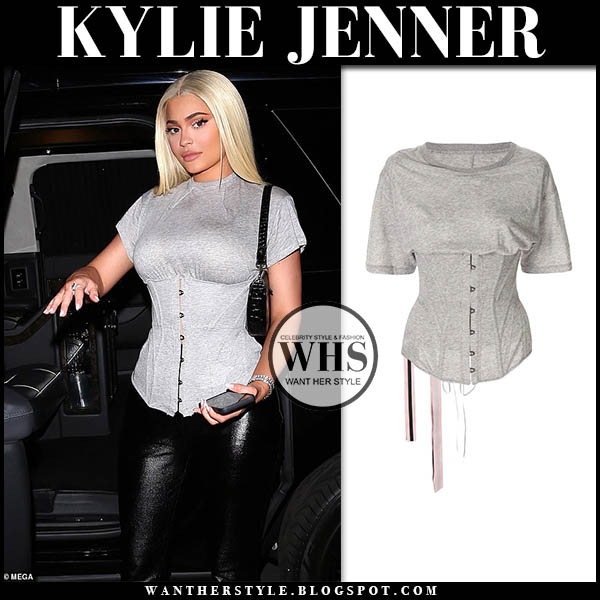 Kylie Jenner In Grey Corset Top And Pvc Mules On June 22 ~ I Want Her Style What Celebrities
