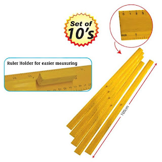 Fullhouse 99: B- Set 1 Meter Wooden Yellow Ruler with Handle