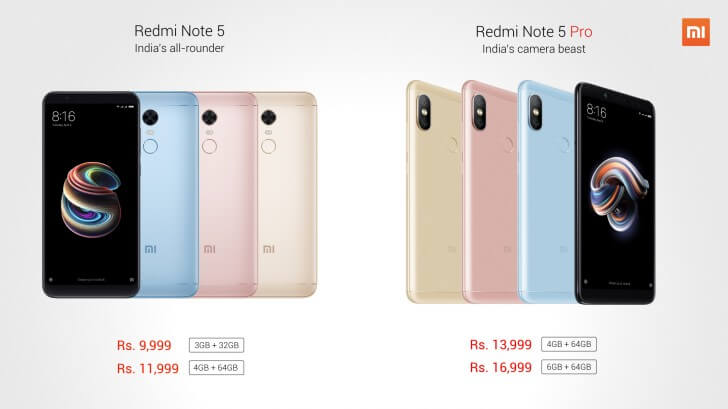 Xiaomi Unveiled Redmi Note 5, Redmi Note 5 Pro and Mi TV 4 in India ...