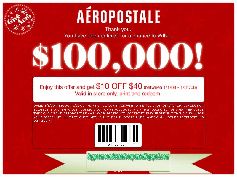 Free Promo Codes and Coupons 2023: Aeropostale Coupons