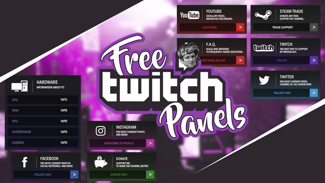 120+ FREE Twitch Panels for Streamers | Graphic Design Resources