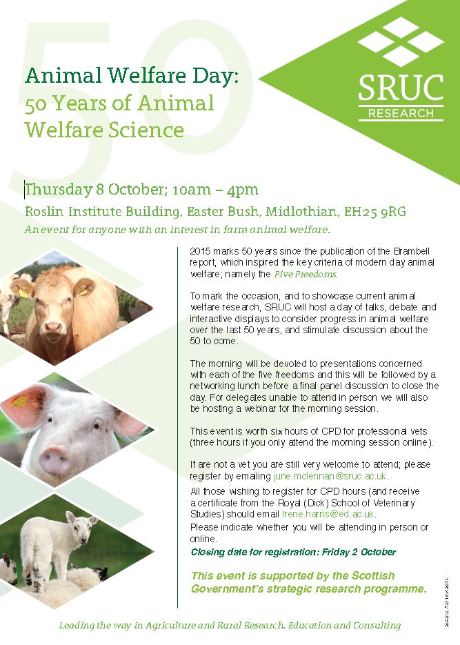 JMICAWE Activities: Animal Welfare Day 8th October in Edinburgh