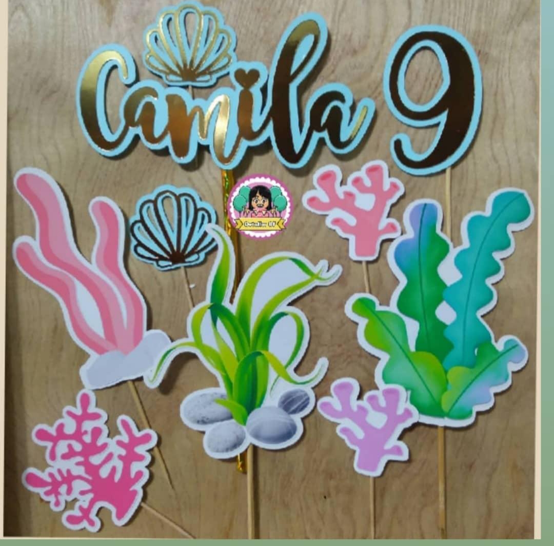 Topper Doble Capa con Metalizado y Algas Camila 9 - Mis Toppers Tus Toppers