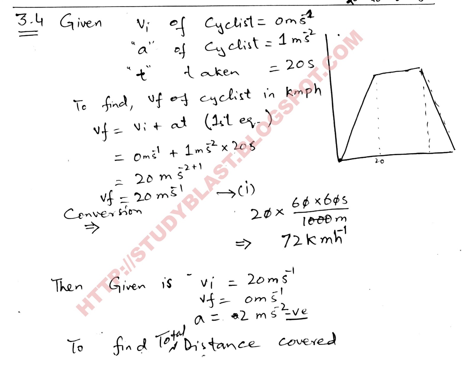 Physics Grade 9 Notes, Numerical Problem Chapter 3, Problem 3.4