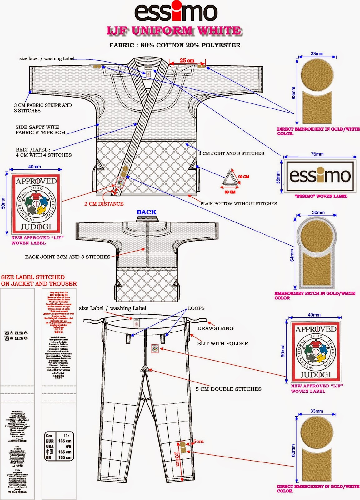 ESSIMO ESPAÑA : CARACTERISTICAS JUDOGIS HOMOLOGADOS ESSIMO