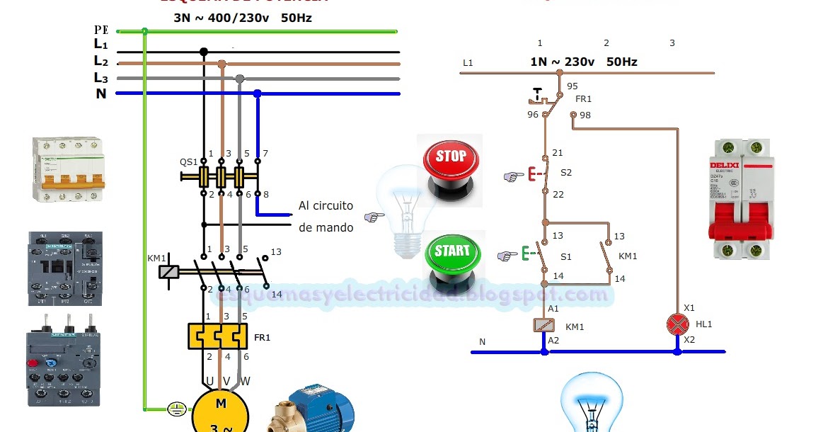 Esquemas eléctricos: Esquema eléctrico unifilar marcha paro