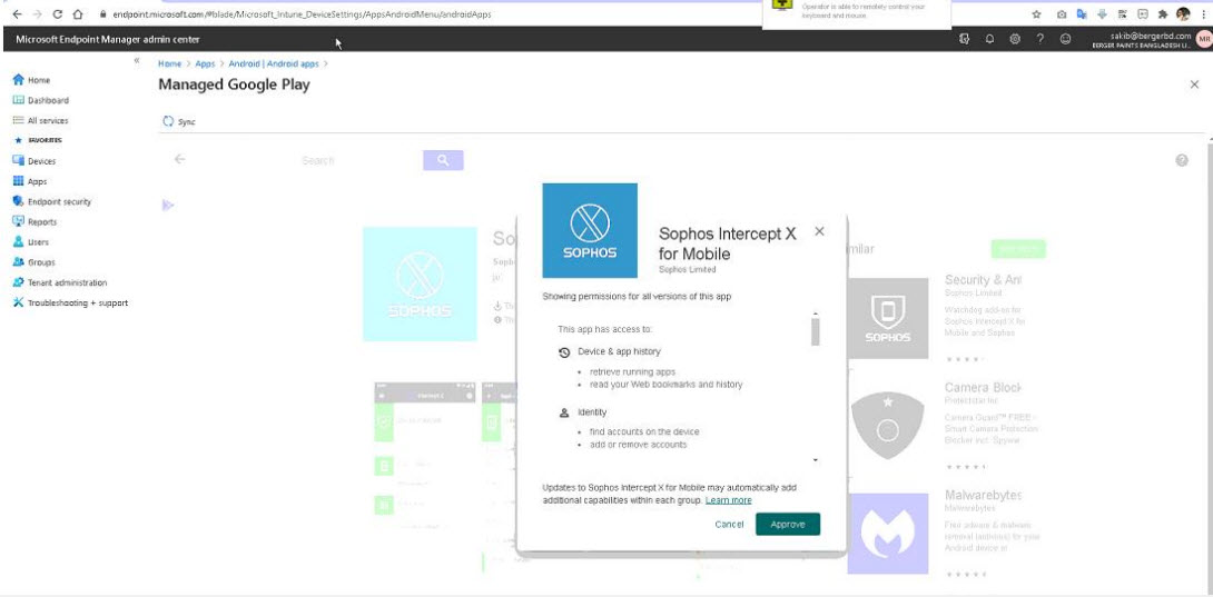 Integrate Third Party Mobile Threat Defense (Sophos) with Microsoft Intune.