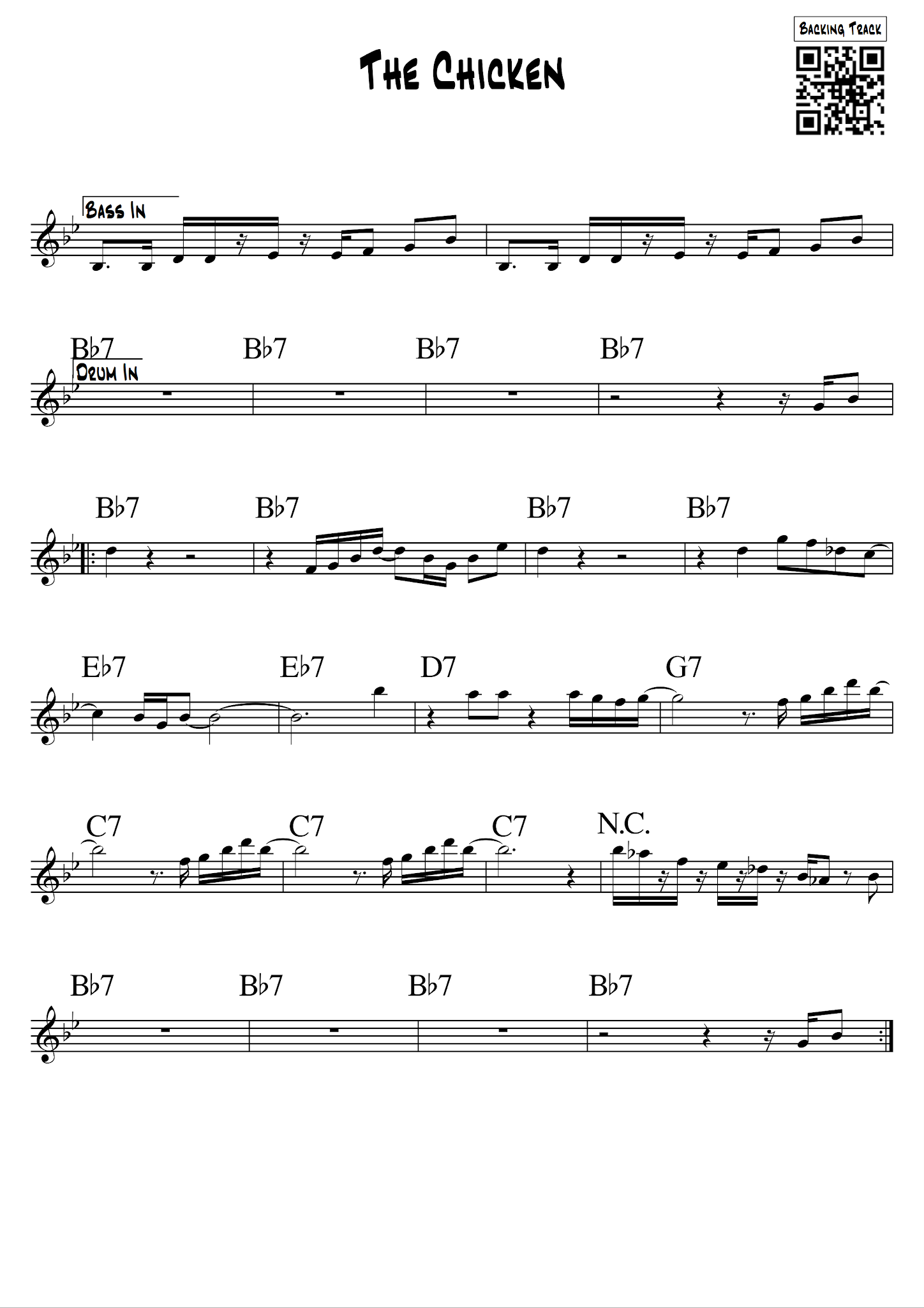 Delicious Guitar: The Chicken Lead Sheet With QR Code