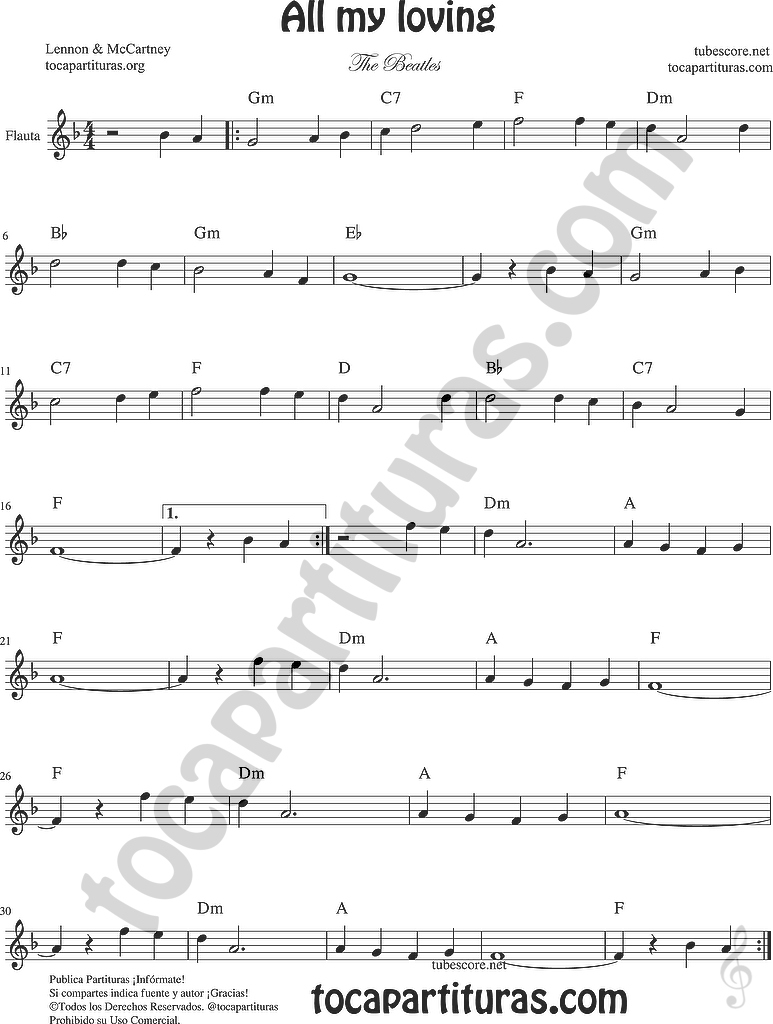 All My Loving FLAUTA Los Beatles : ENCHUFA LA GUITARRA