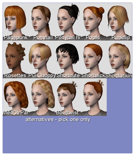 Simthing for Everyone: Base Game Default Hair - Index and Phase 1