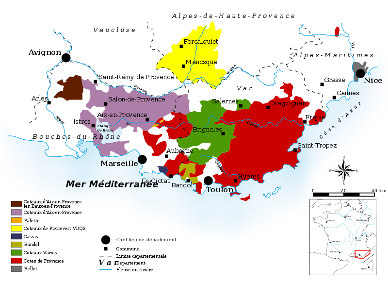 Guide personnel des vins: Provence AOC : 8 appellations régionales