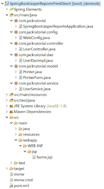 Spring Boot Jasper Report Directly To Printer Example
