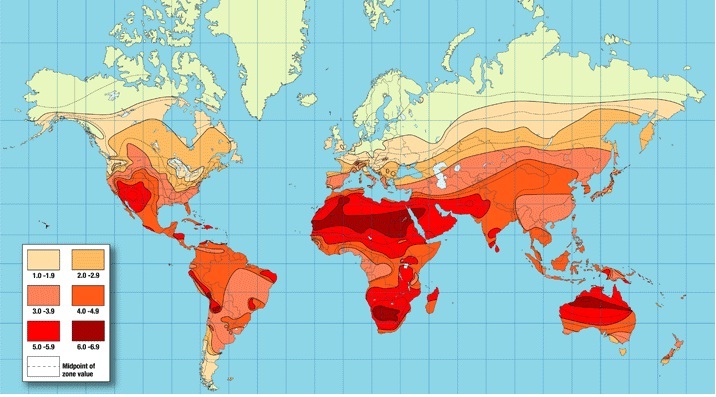 Eco Footprint ~ South Africa: Solar irradiation map