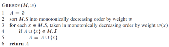 Design and Analysis of Algorithms: Matroids and greedy methods