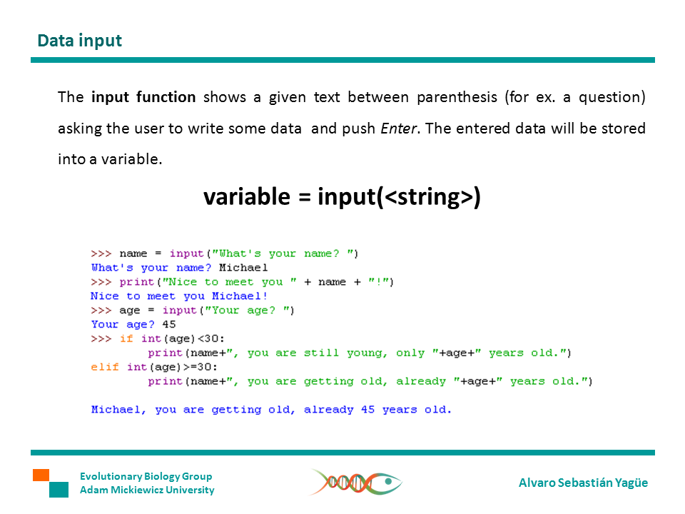 #!/perl/bioinfo: Curso de Python para biólogos - Lección 4. Entrada de ...