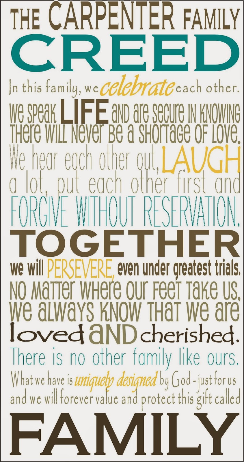 Walking on Water: Family Creed