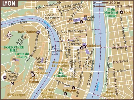 Tô indo para a França: Mapa da cidade - Lyon