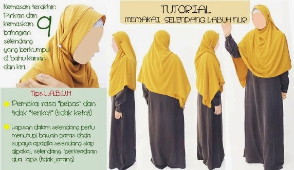 Tudung Labuh Selesa: Cara Pakai Shawl Labuh Tutup Dada & Belakang