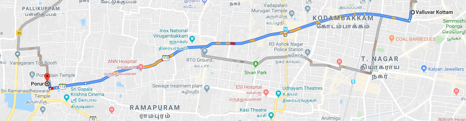 Valluvarkottam to Porur- Share Auto Routes - Chennai - Share Auto