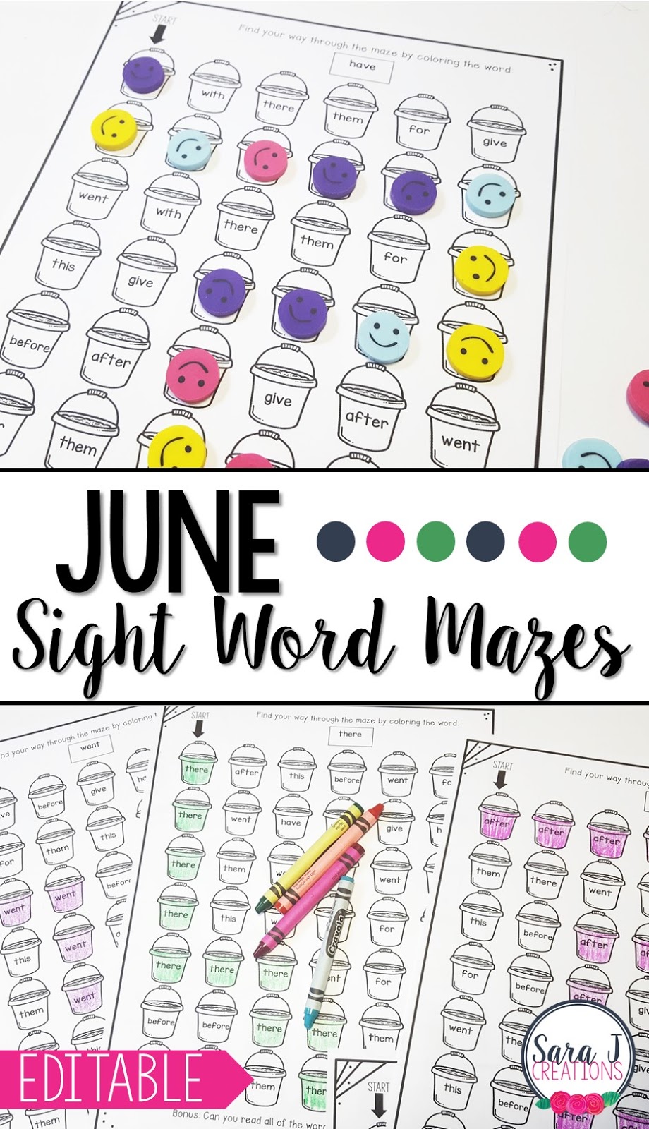 Sight Word Mazes for the Whole Year | Sara J Creations