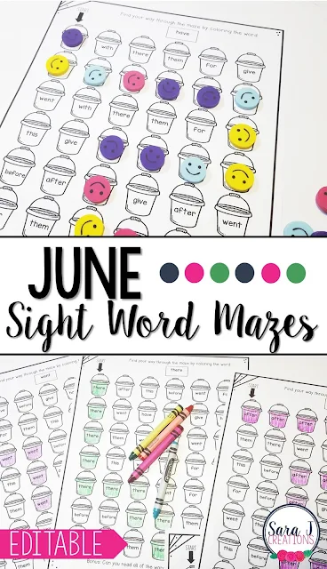 Sight Word Mazes for the Whole Year | Sara J Creations