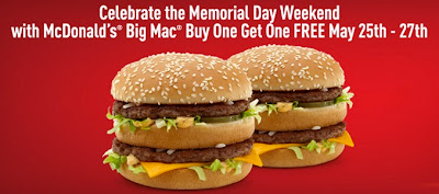 McDonald's: Buy 1 Big Mac, Get 1 Free. May 25-27 - HEAVENLY STEALS