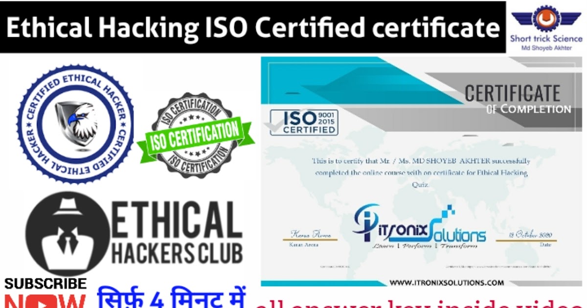 Ethical Hacking ISO certified Certificate