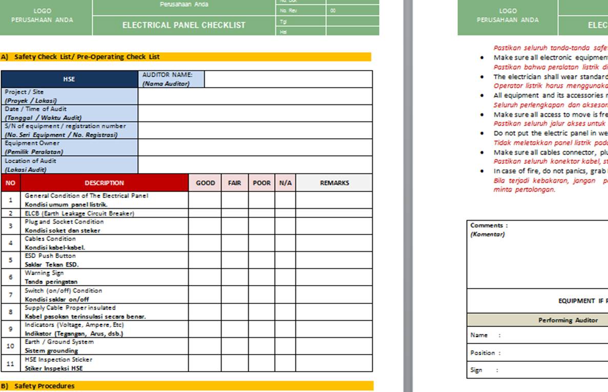 Contoh Checklist Kebersihan / Checklist Kebersihan Pdf / List make up ...