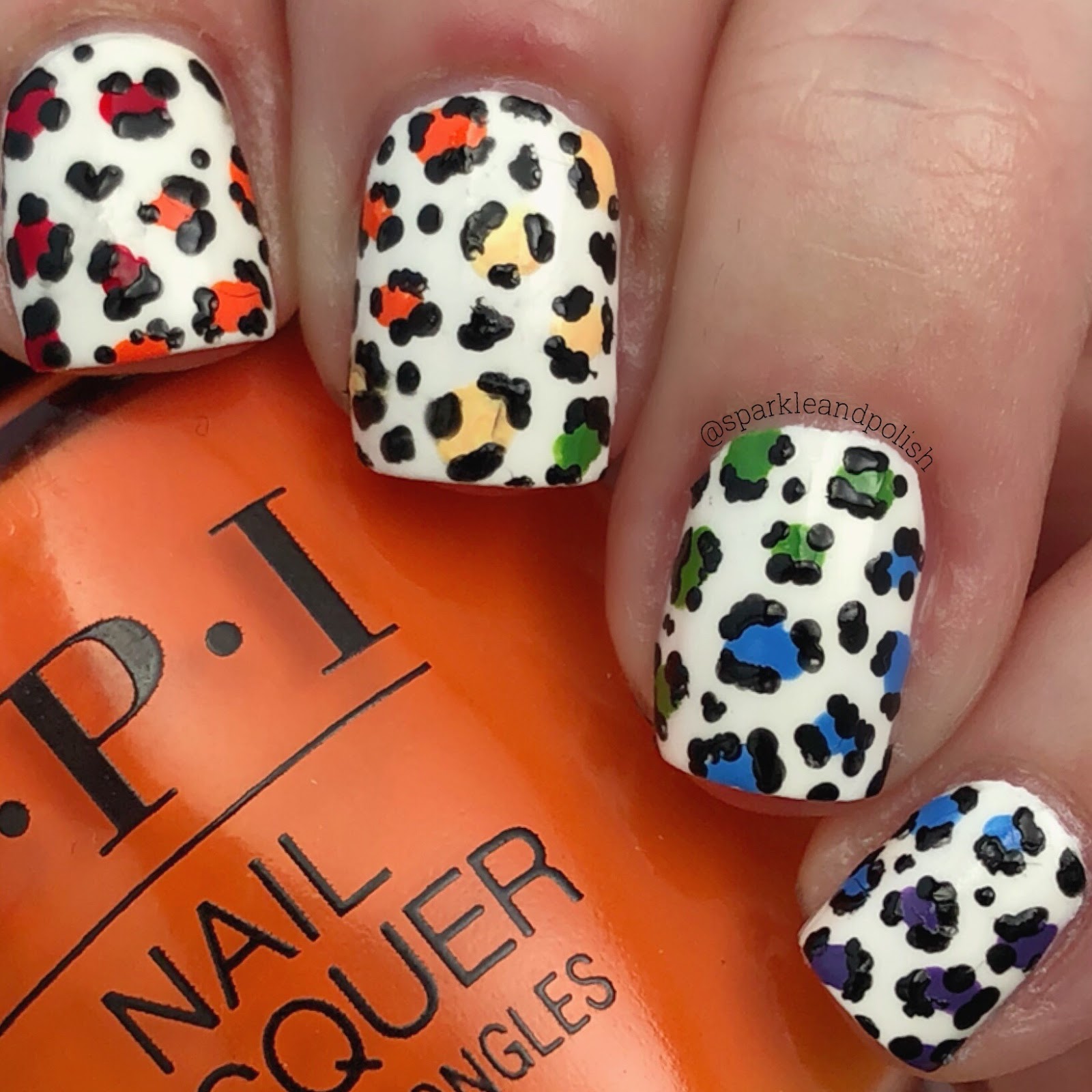 A Little Sparkle and Polish: Rainbow Leopard Print OPI Nail Art