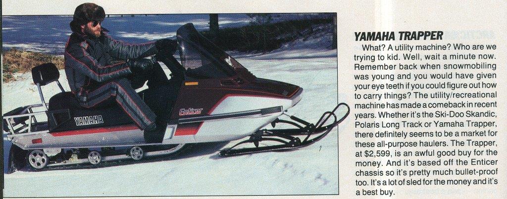 CLASSIC SNOWMOBILES OF THE PAST: 1985 YAMAHA TRAPPER SNOWMOBILE