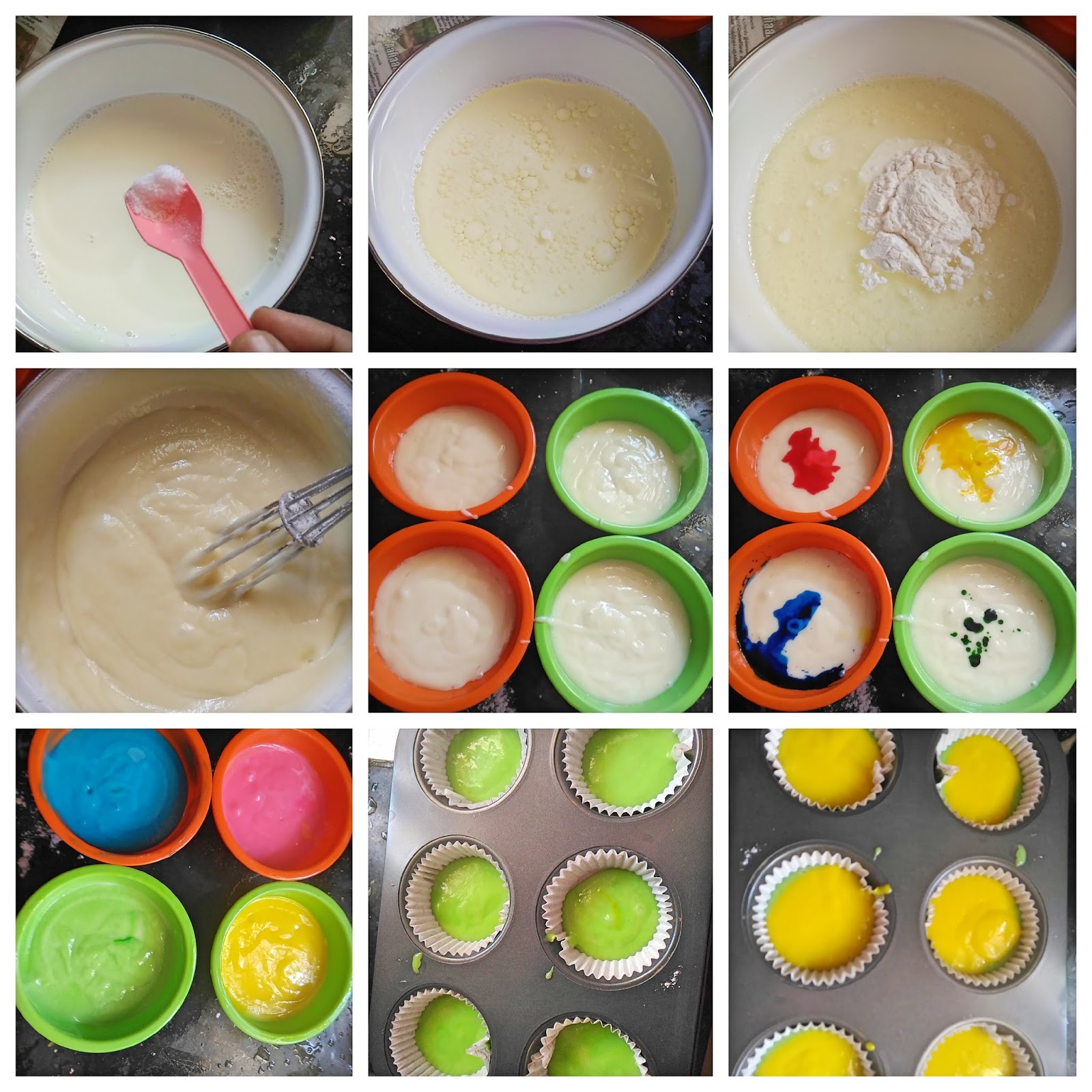 Eggless Rainbow ( Multi Color) Muffin ~ Kurinji Kathambam