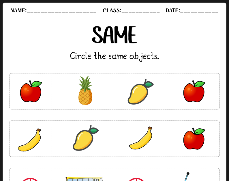 Same and Different Worksheets for Kids: Develop Cognitive Skills with Fun