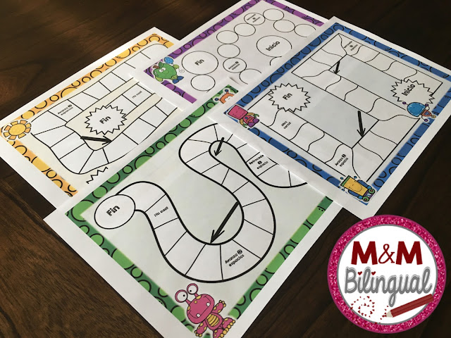 M&M Bilingual: Game Boards in SPANISH