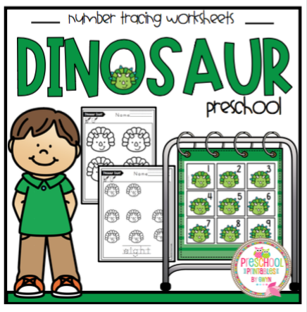 Dinosaur Tracing Number Worksheets ~ Preschool Printables
