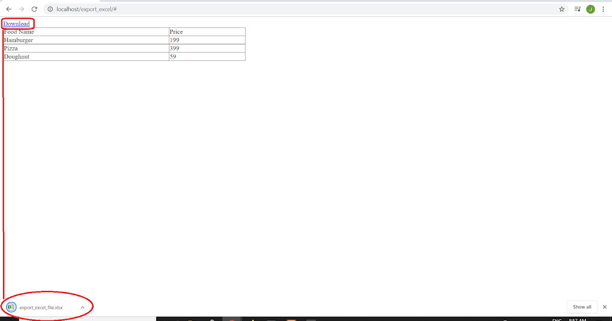 รับเขียนโปรแกรม ตัวอย่าง Export รายงานเป็น Excel บนหน้าเว็บ ด้วย Php Mysql และ Javascript