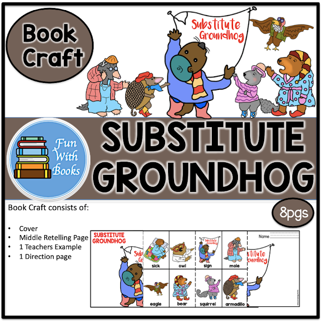 SUBSTITUTE GROUNDHOG BOOK CRAFT ~ Book Units by Lynn