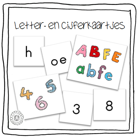 Kleuterjuf in een kleuterklas: Letter- en cijferkaartjes