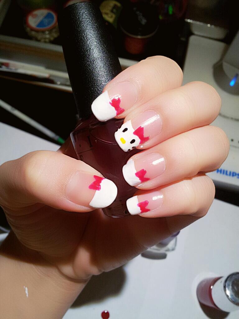 #DIY : Hello Kitty French Tips ♡ ~ Stephanie Lim