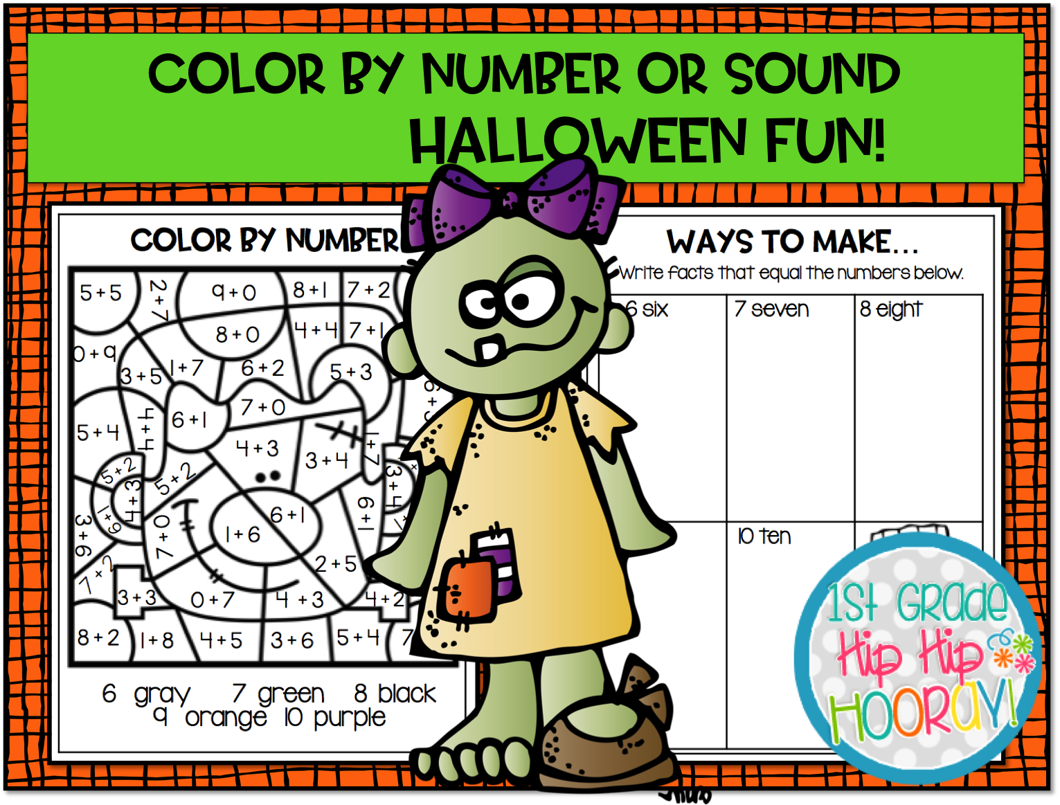 1st Grade Hip Hip Hooray!: Color by Number or Sound...Halloween Fun ...