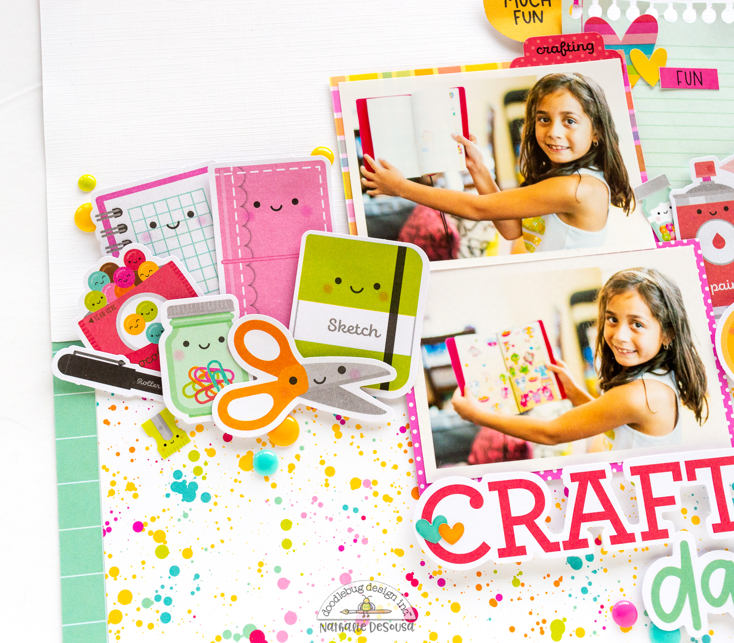 Doodlebug Design Inc Blog: CUTE & CRAFTY CRAFT DAY LAYOUT | with Nathalie