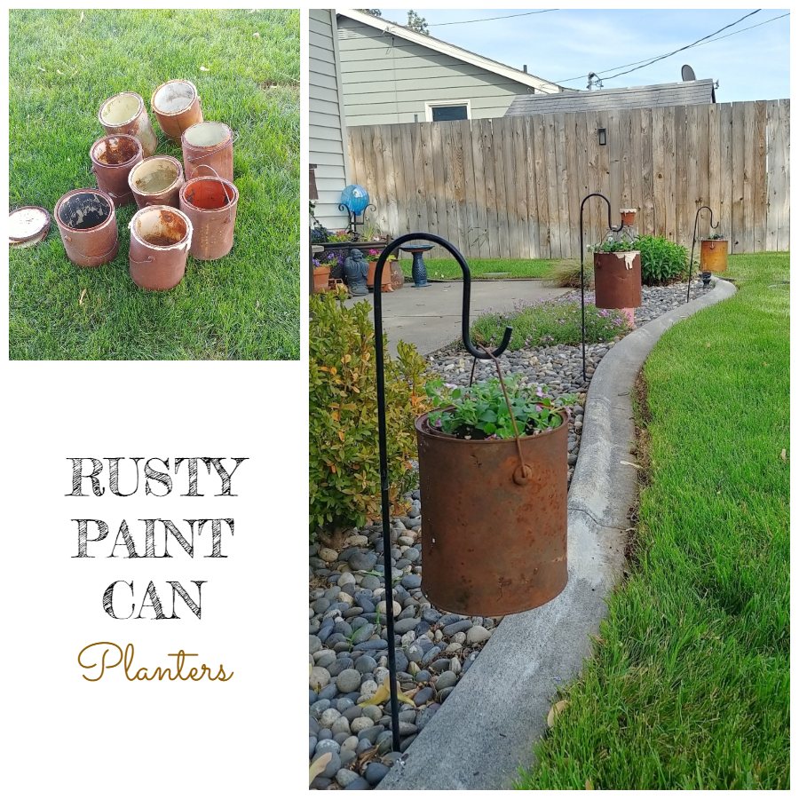 Rusty Paint Can Planters - A Pinspiration Challenge! - Little Vintage ...