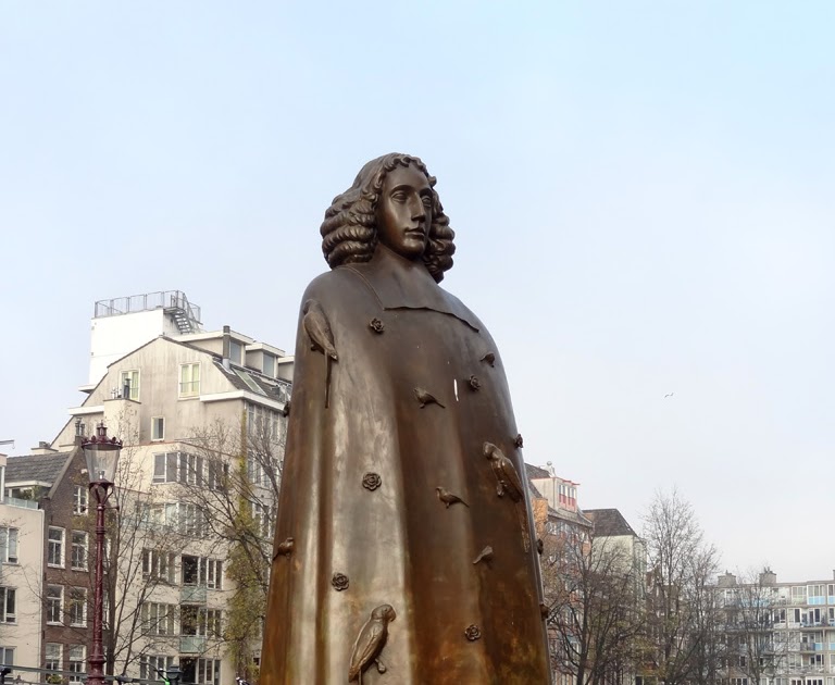 Kiwi's Angels: Statue of Spinoza with parrots in Amsterdam
