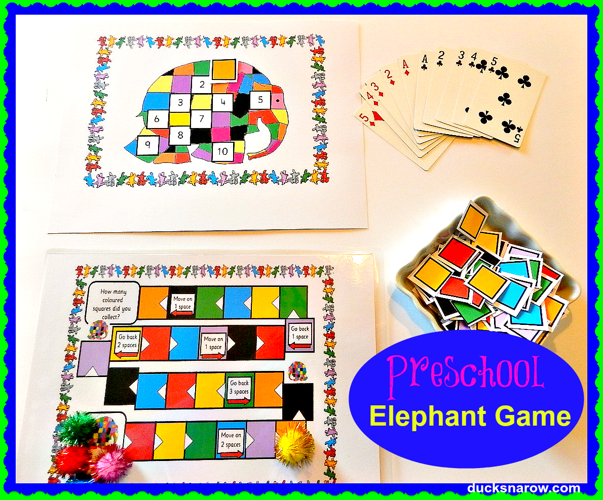 E is for Elephant Preschool Game - Ducks 'n a Row