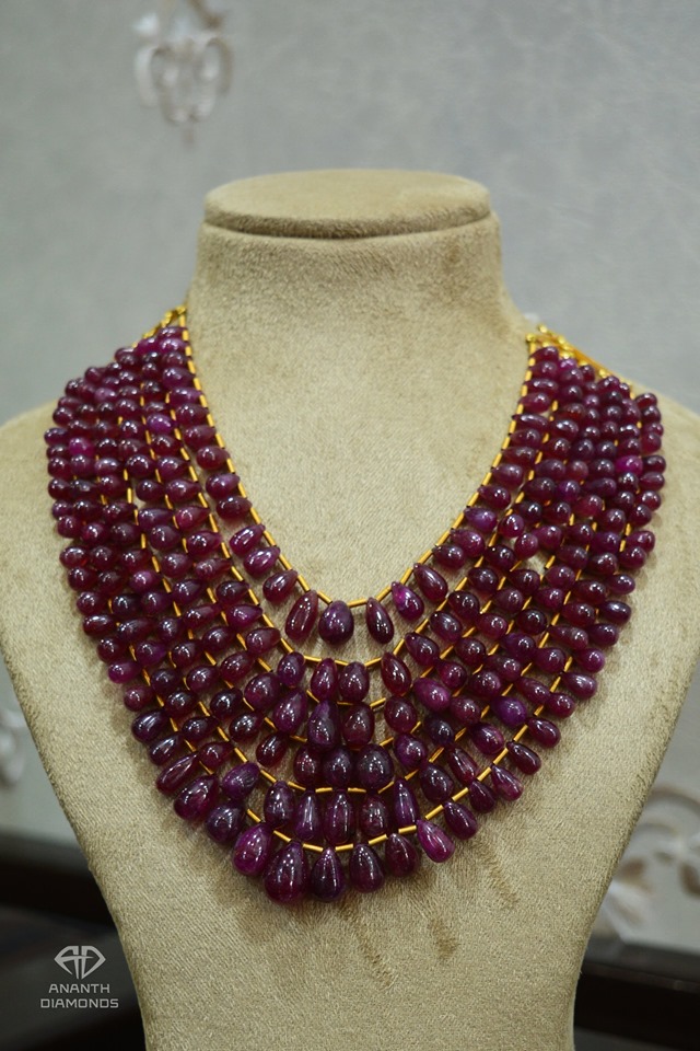 Multi Layers Ruby Drops Haram - Jewellery Designs