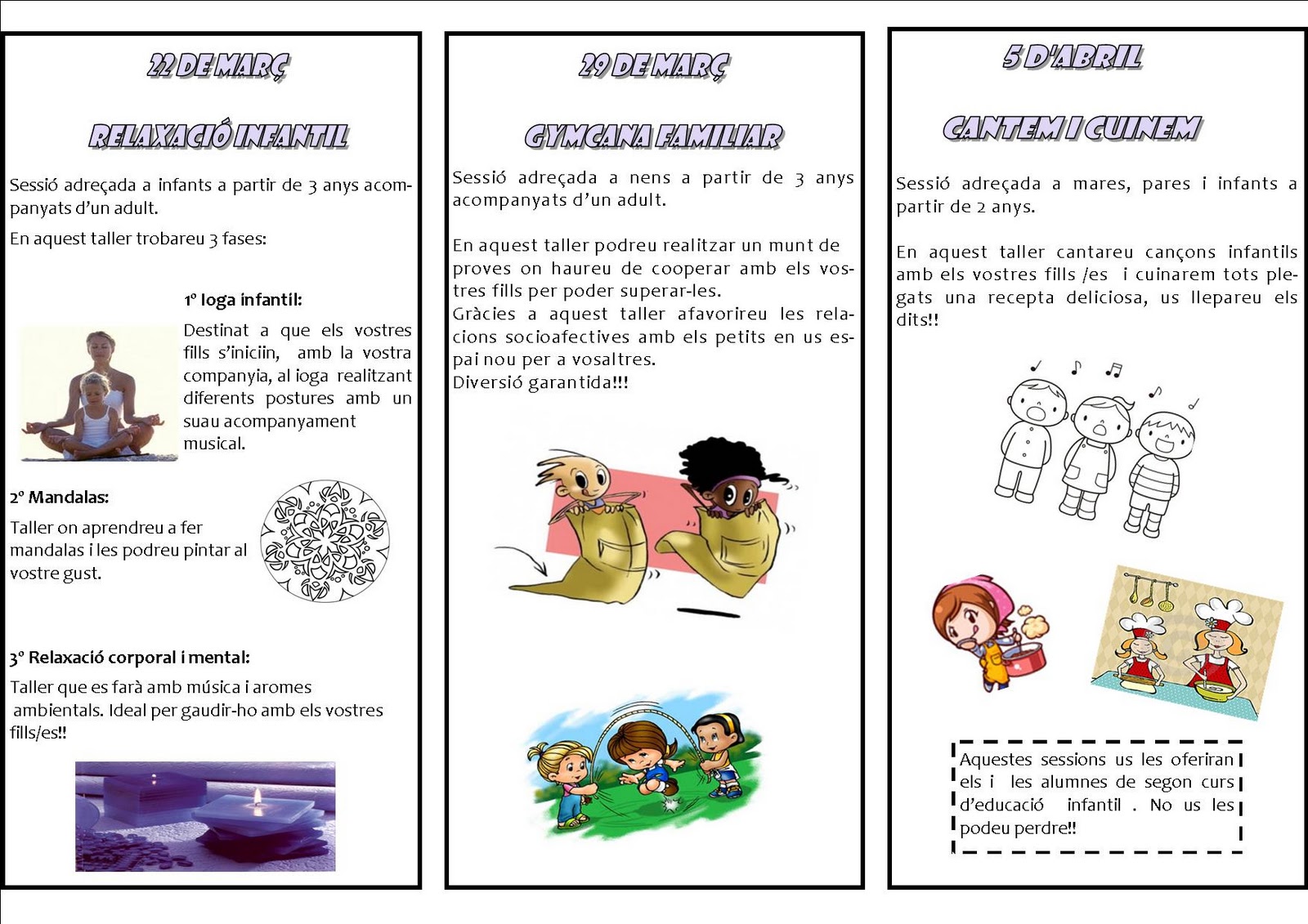 Espai Infantil M&M : TRÍPTIC DIMARTS DE PARES 2011